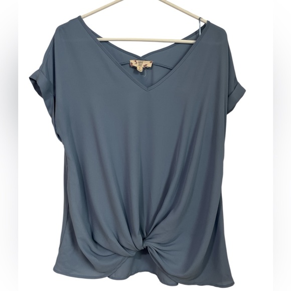 Hippie Rose | Tops | Hippie Rose Vneck Tie Front Hi Low Blue Top Large ...